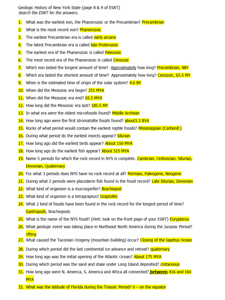 Geologic History of New York Statekey | PDF | Geologic Time Scale | Fossil