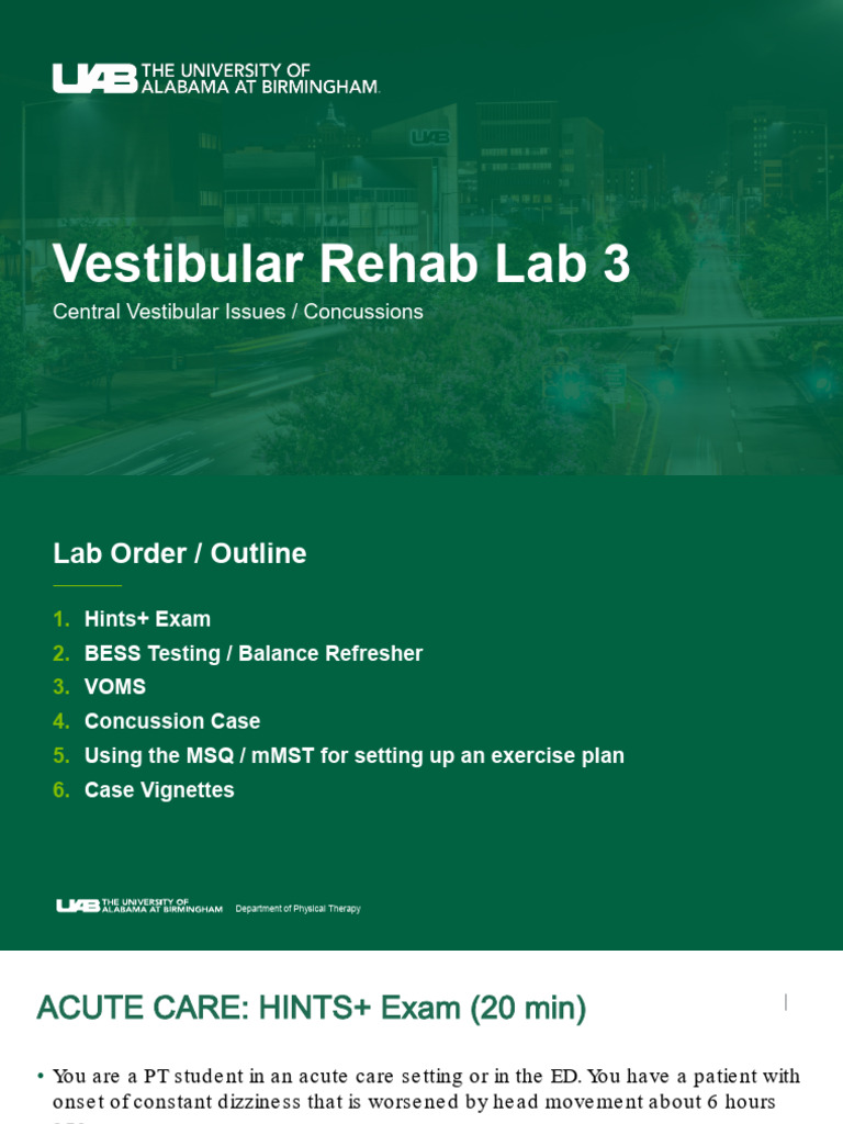 Vestibular Lab 3 Guide - Central | PDF