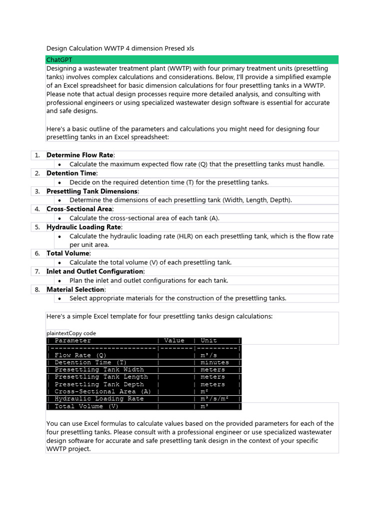 Design Calculation WWTP 4 Dimension Presed | PDF | Technology & Engineering
