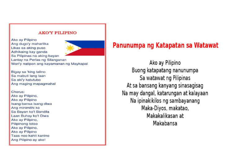 Ako Ay Pilipino Lyrics Panunumpa | PDF