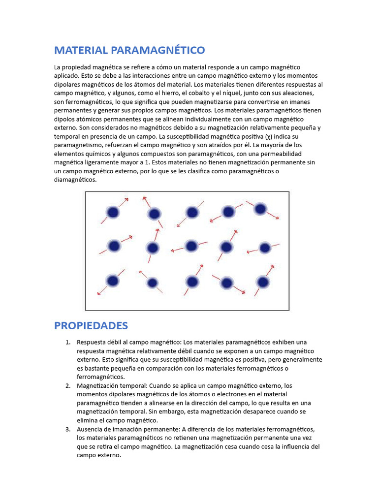 Material Paramagnético | PDF | Magnetismo | Ferromagnetismo