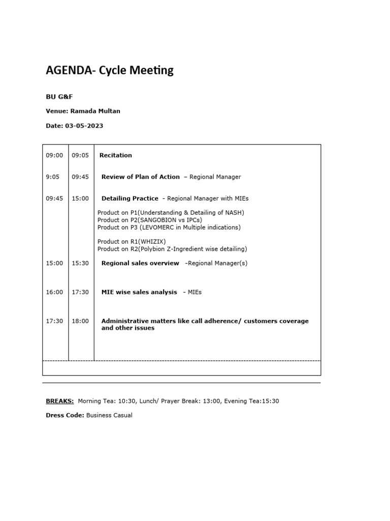 Agenda Cycle Meetings | PDF
