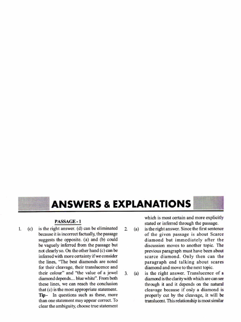 Reading Comprehension Passages Solution | PDF