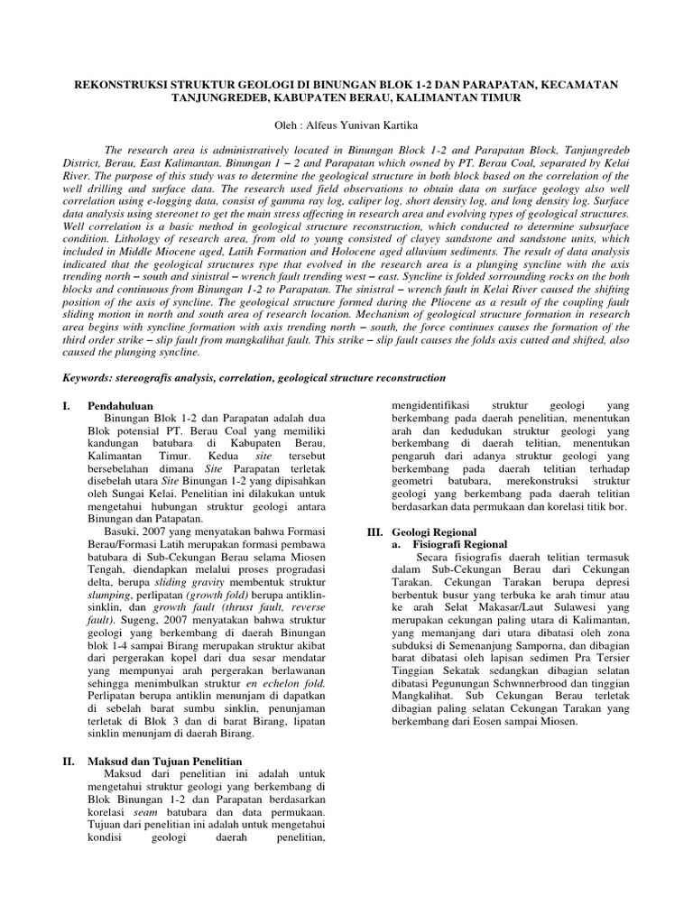 ID Rekonstruksi Struktur Geologi Di Binunga - Berau | PDF | Geologi ...
