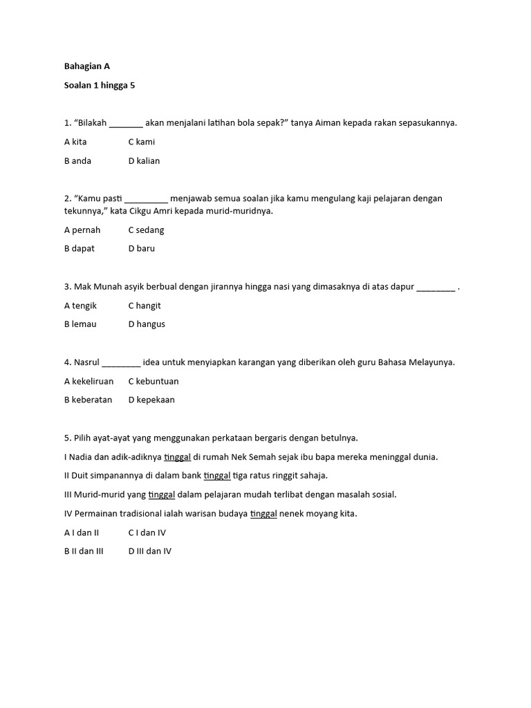 Kertas BM Format Baharu | PDF