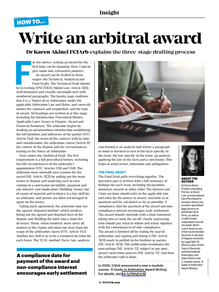 How To Write An Arbitral Award | PDF | Arbitration | Justice
