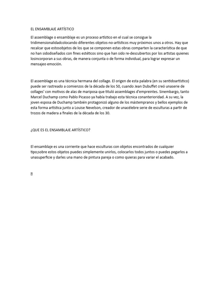 Ensamblaje Artístico: Técnica y Orígenes | PDF