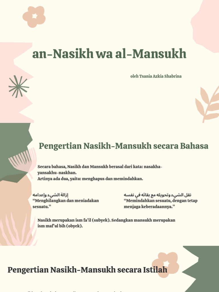 Pengertian Nasikh dan Mansukh dalam Islam | PDF | Filsafat | Kajian ...