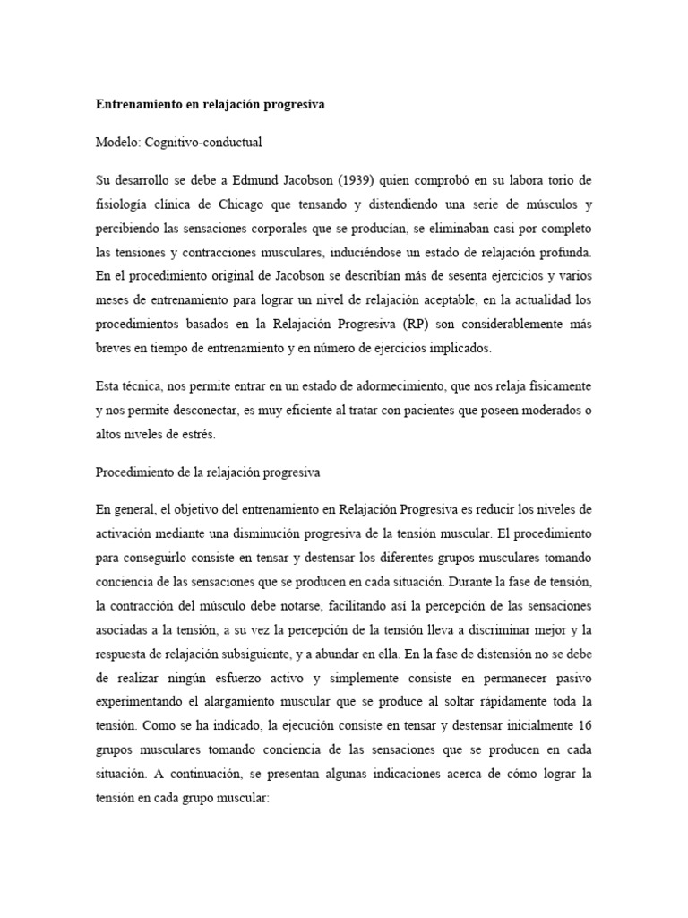 Guía de Relajación Progresiva Efectiva | PDF | Músculo esquelético ...