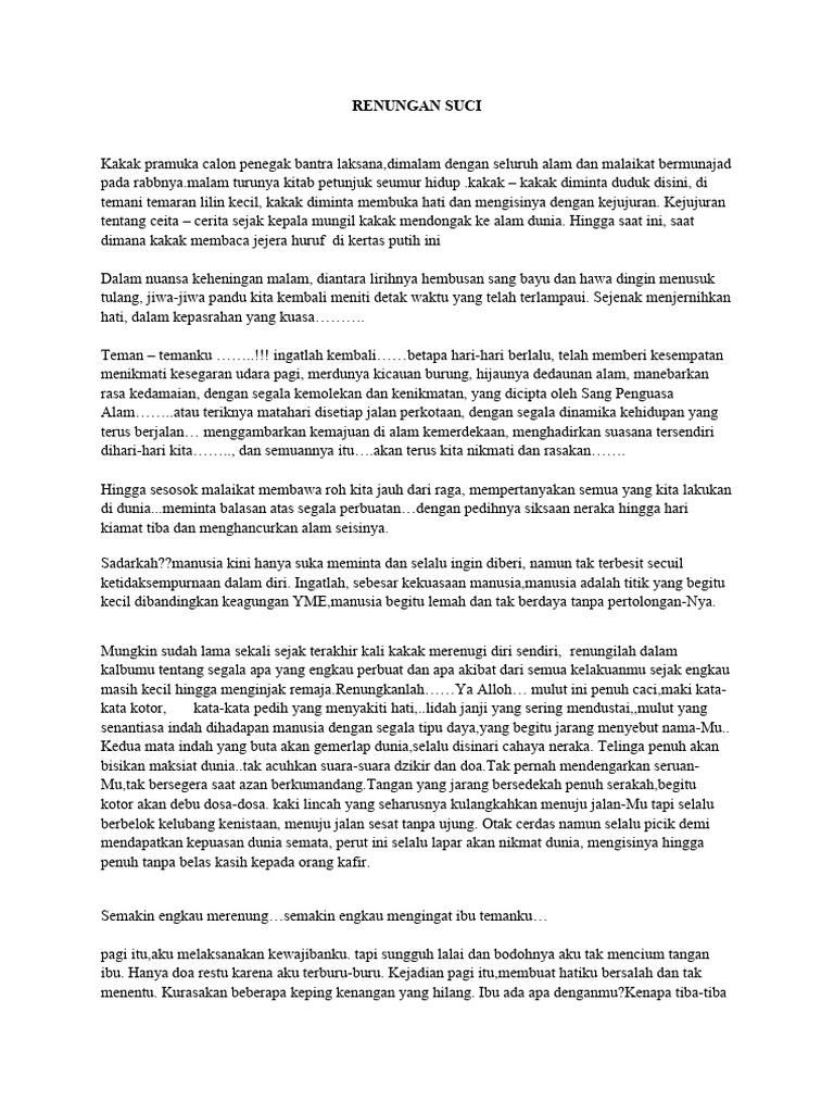 Contoh Renungan Suci | PDF