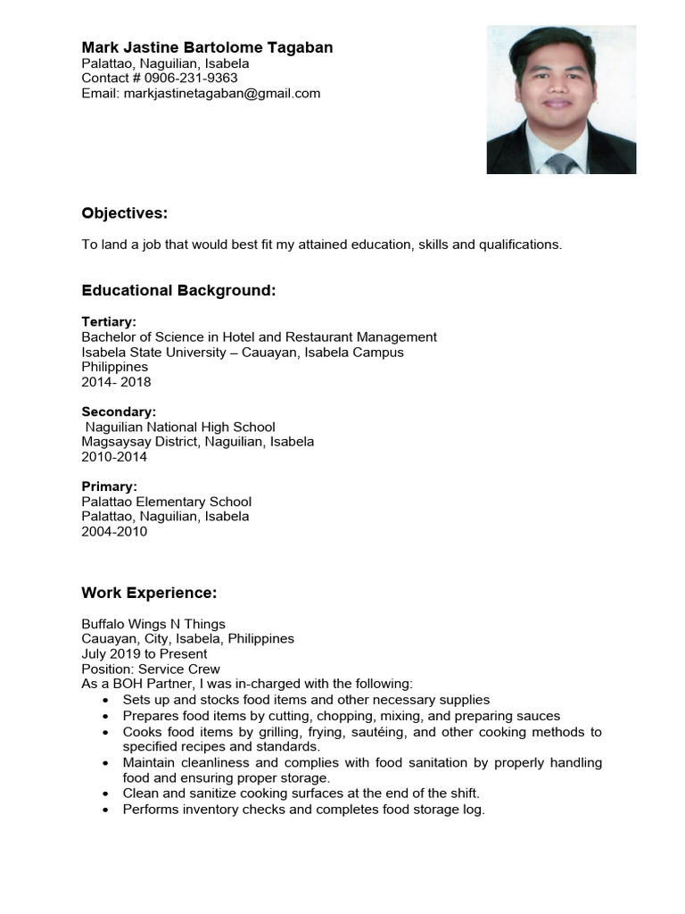 Mark Jastine Bartolome Tagaban | PDF