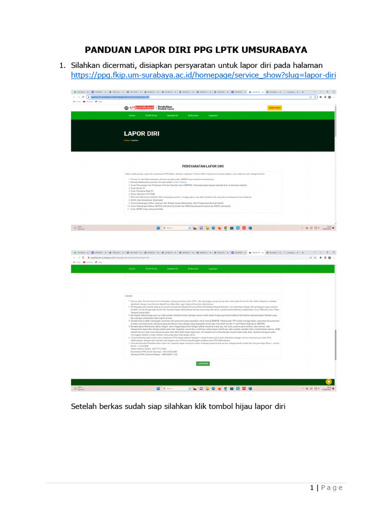 Panduan Lapor Diri PPG LPTK Umsurabaya | PDF | Karier & Perkembangan