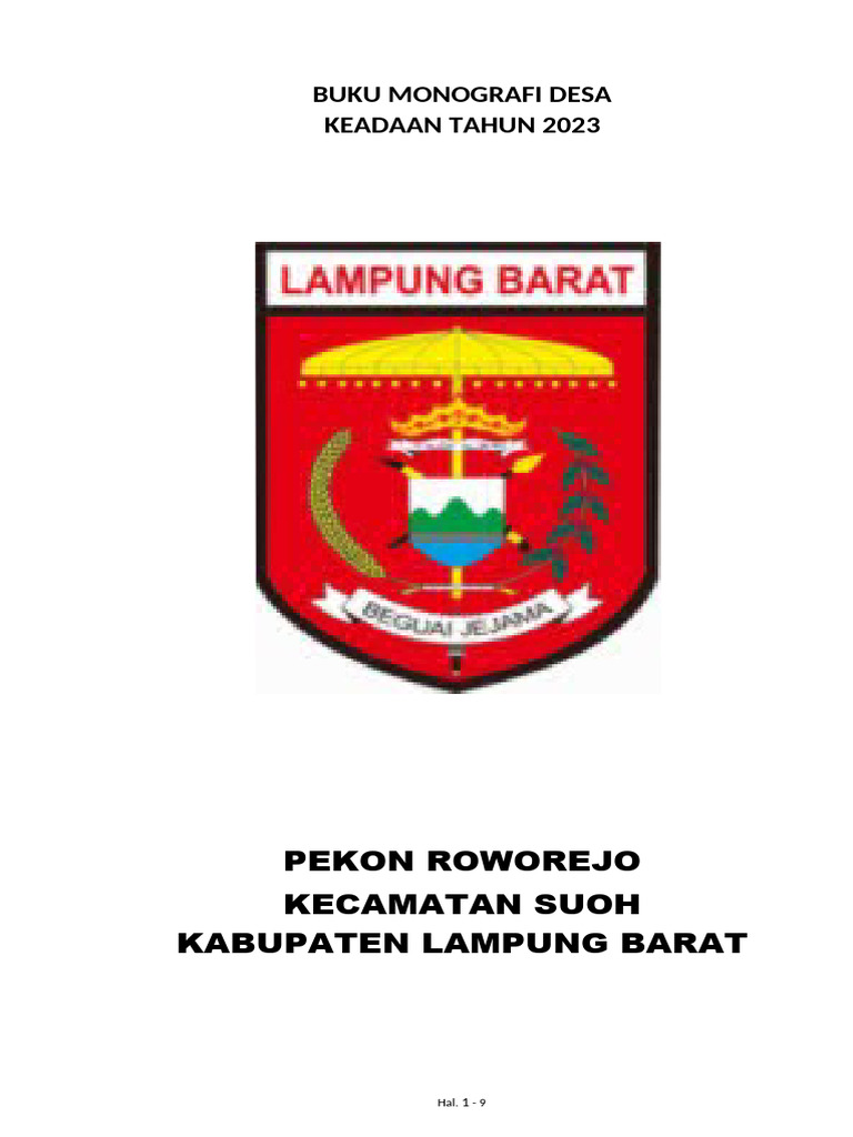 Monografi Desa Roworejo 2023 | PDF