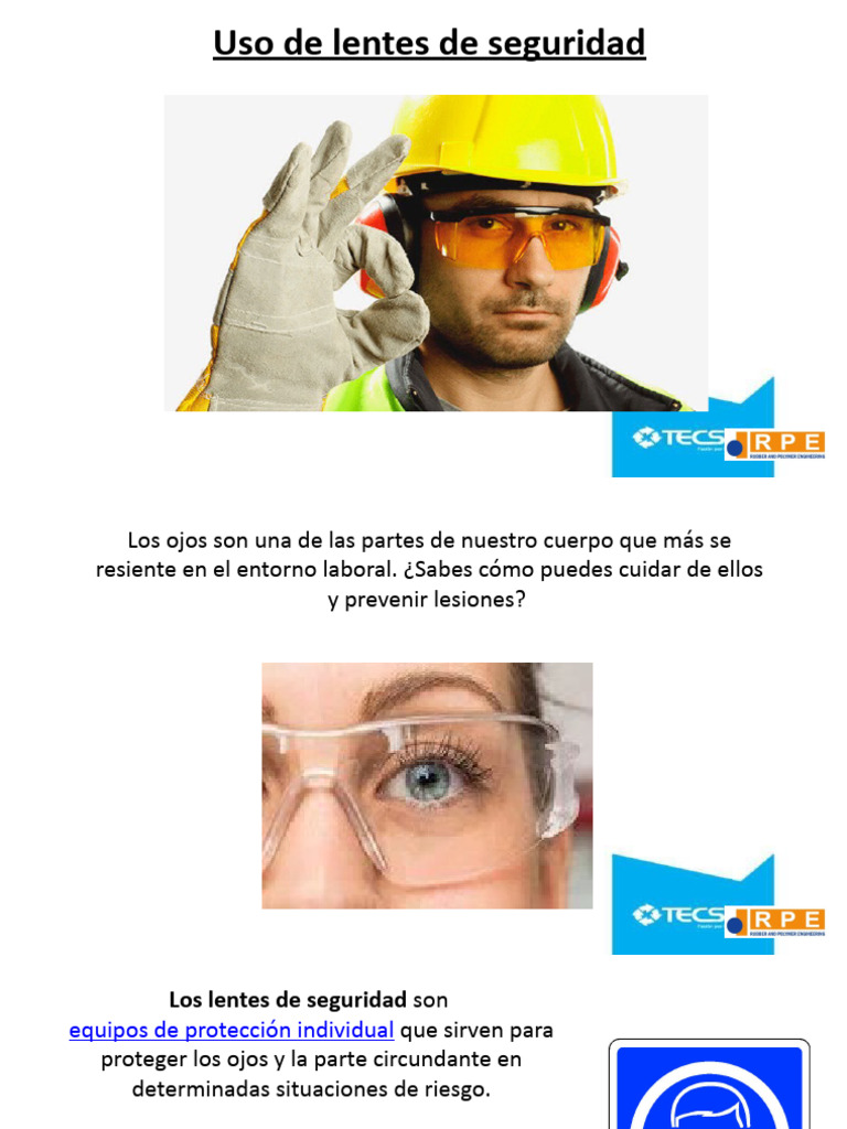 03 RPE-Charla - Uso de Lentes de Seguridad | PDF | Lentes | Agua
