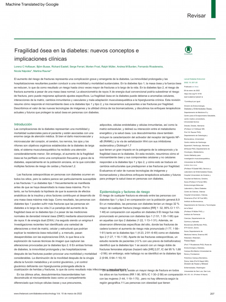 Bone Fragility in Diabetes - Novel Concepts and Clinical Implications ...