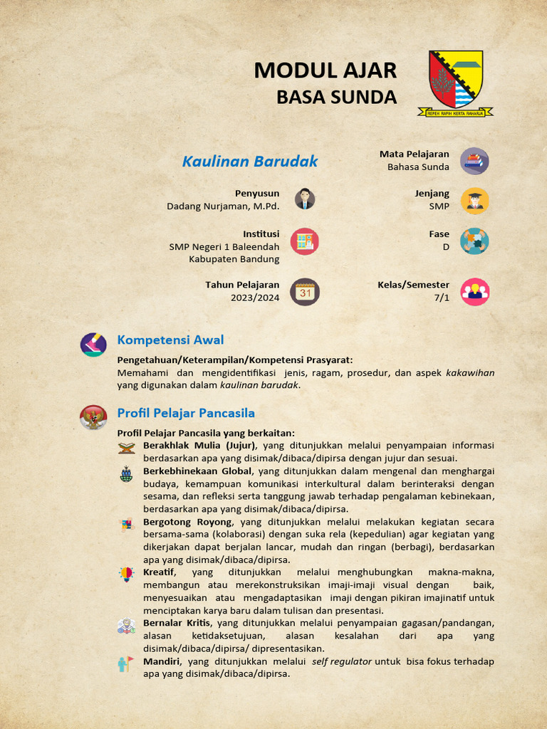 Modul Ajar - Kaulinan Barudak | PDF