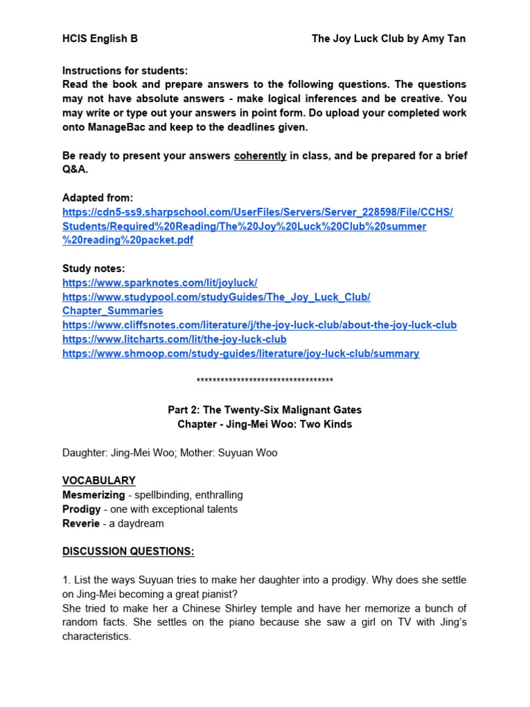 2D Jing-Mei Woo Two Kinds Qns | PDF