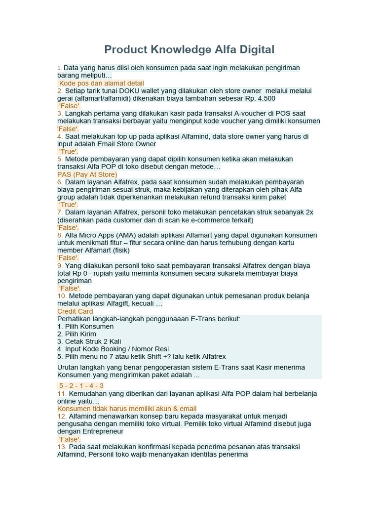 Product Knowledge Alfa Digital | PDF