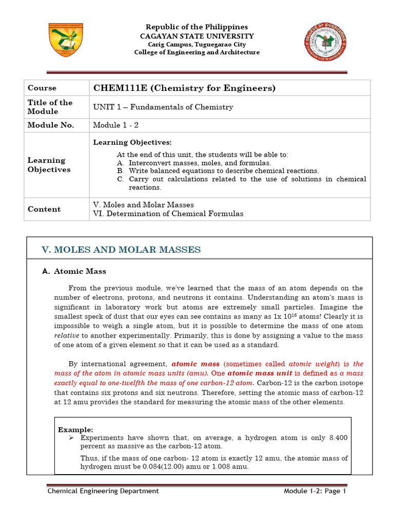 Molar Mass Calculation from Atomic Mass | PDF | Mole (Unit) | Molecules