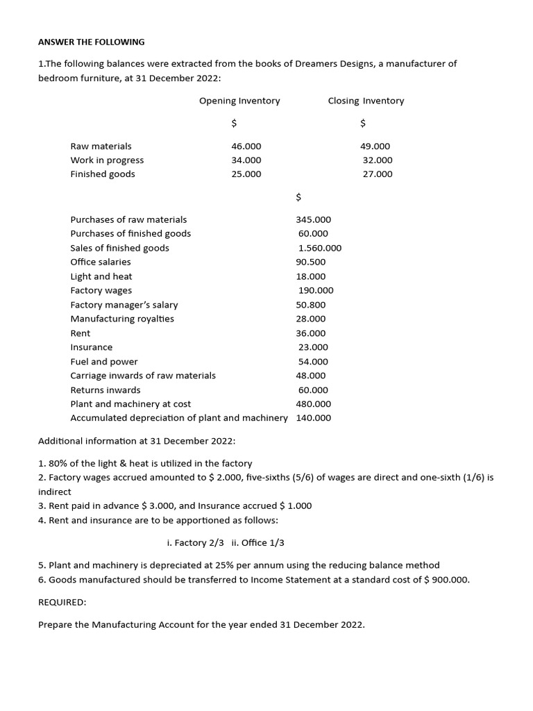 Manufacturing Account Preparation Guide | PDF | Cost | Inventory