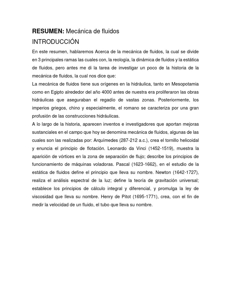 RESUMEN | PDF | Mecánica de fluidos | Gases