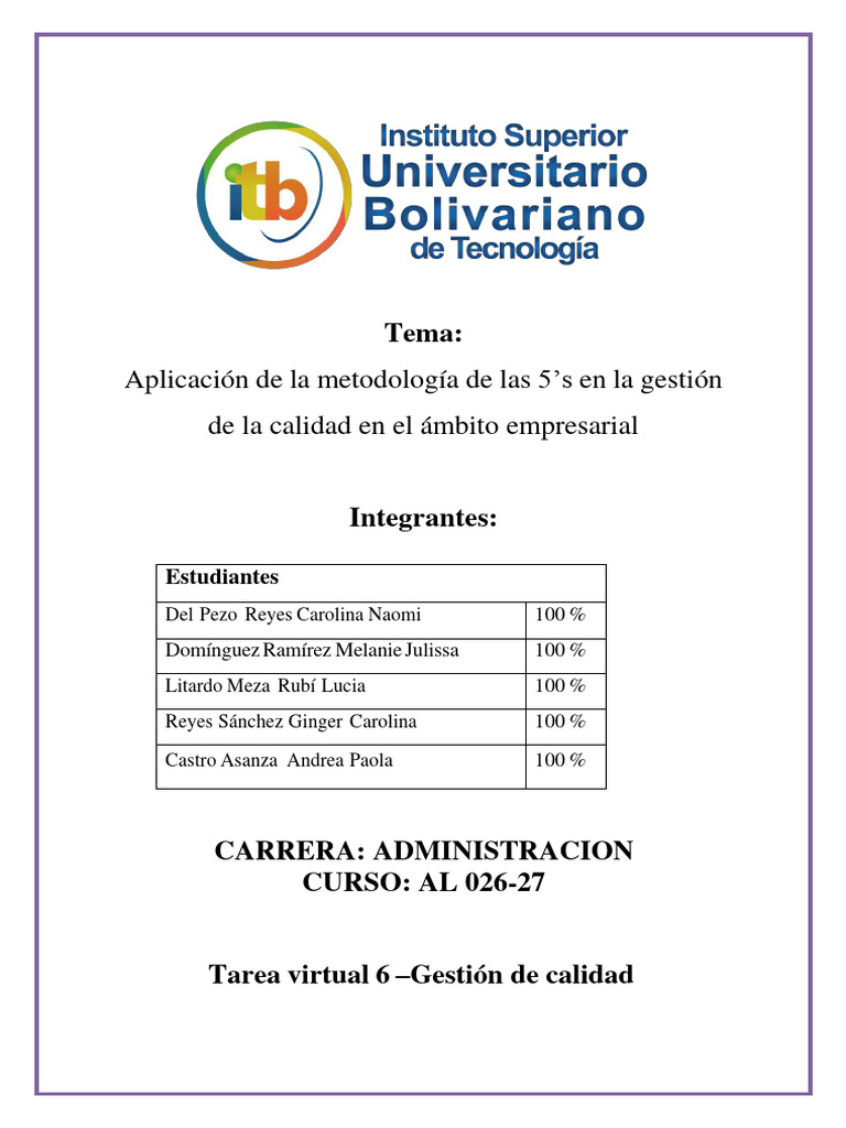 Tarea Virtual 6 Gesti N de Calidad PDF | PDF | Business | Calidad (comercial)