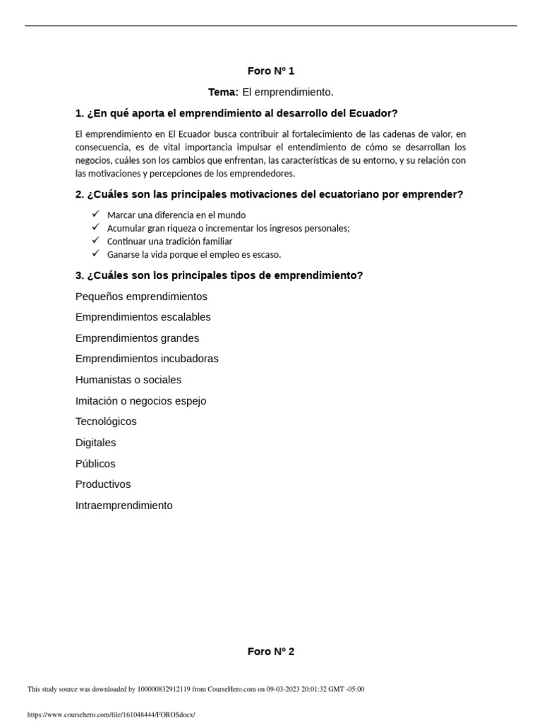 FOROS | PDF | Iniciativa empresarial | Economias