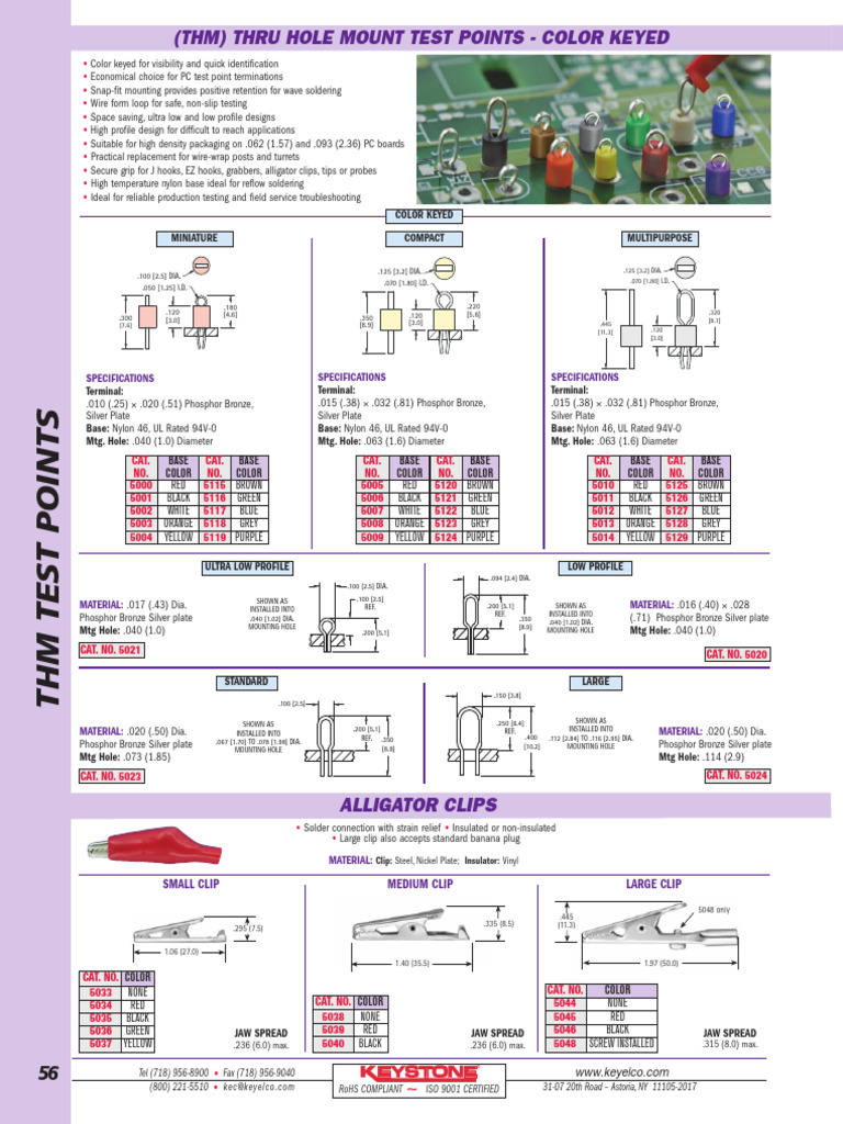 (THM) Thru Hole Mount Test Points - Color Keyed: Specifications ...