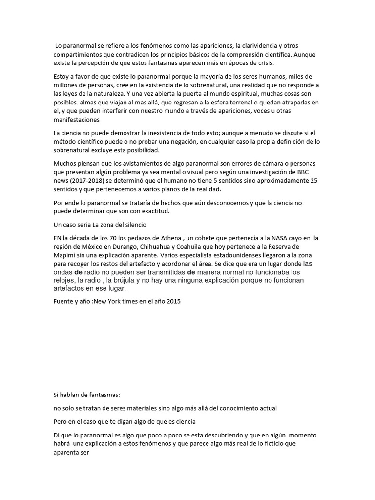 Lo Paranormal Se Refiere A Los Fenómenos | PDF