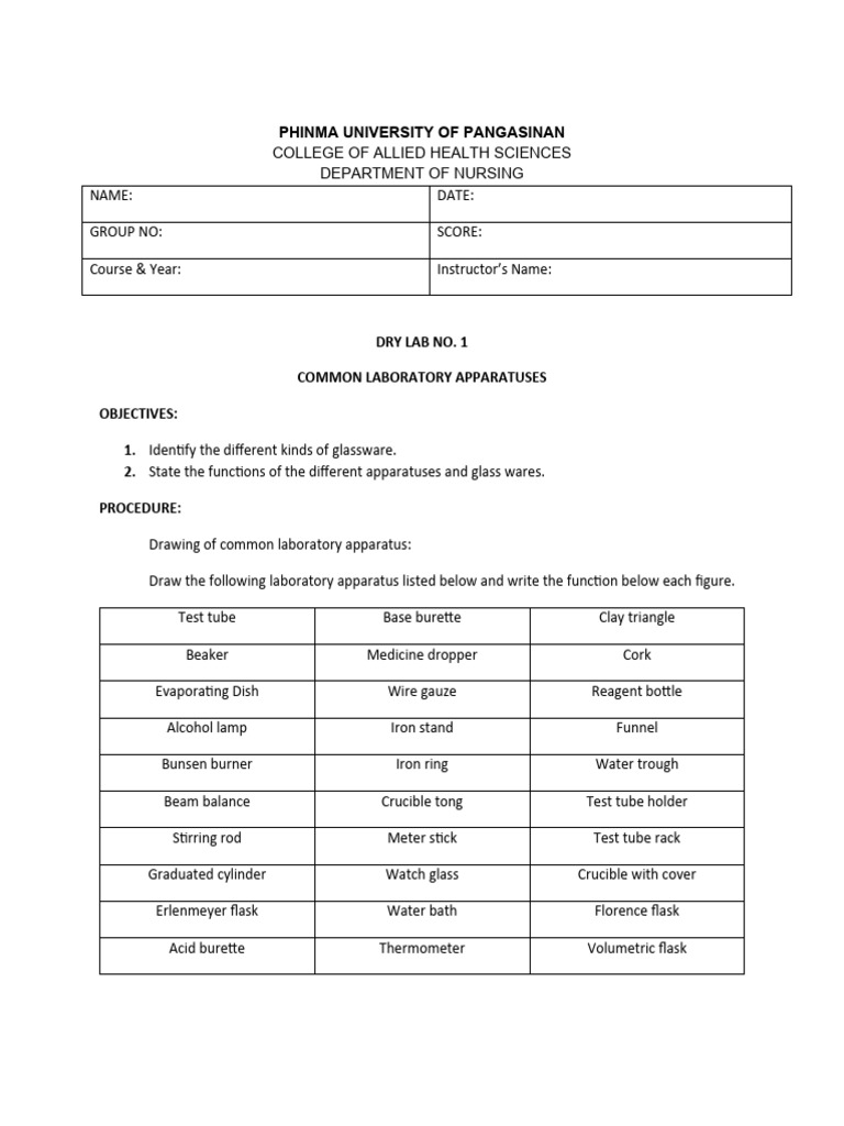 Common Lab Apparatus Guide | PDF