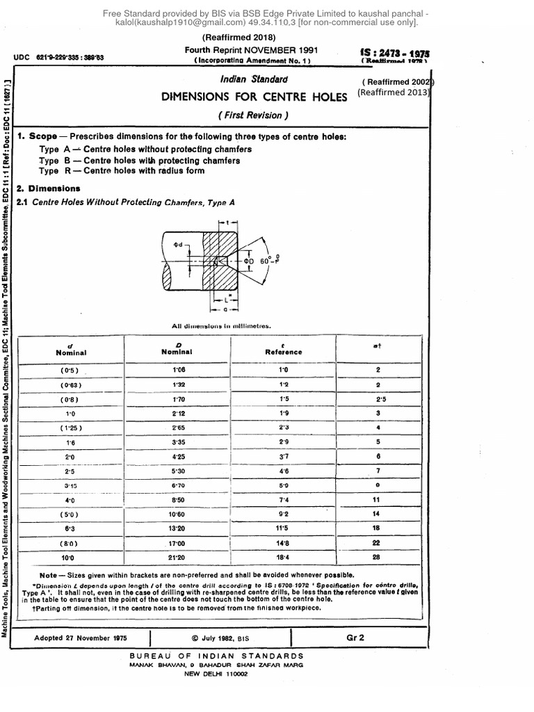 Is 2473 | PDF | Engineering Tolerance | Secondary Sector Of The Economy