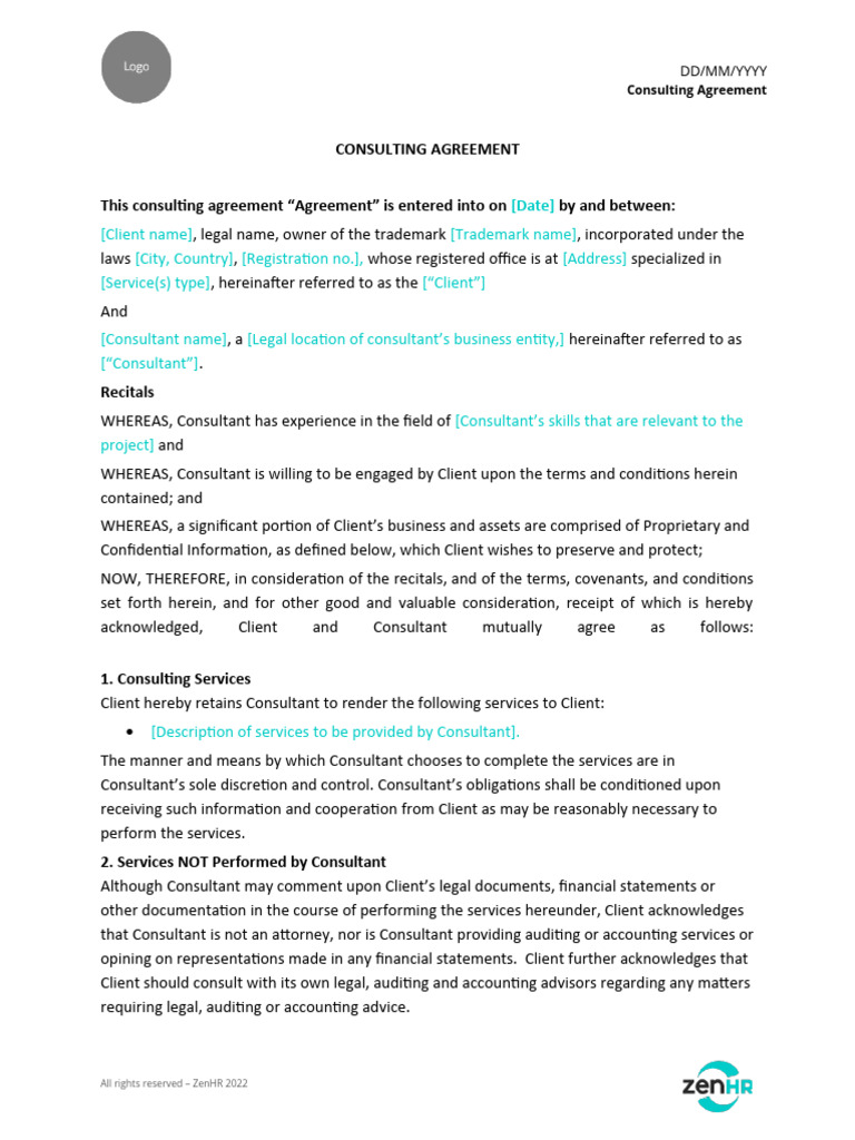 Consulting Agreement Template | PDF | Damages | Indemnity