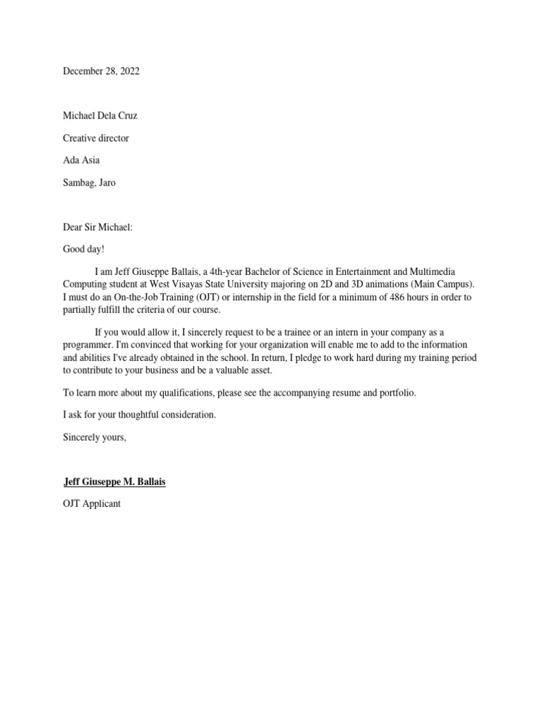 1 Application Letter Ballais | PDF