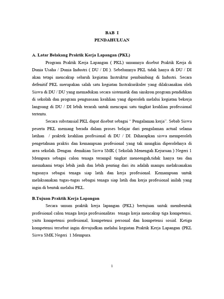 Isi Laporan Bab 1 - 5-Final | PDF