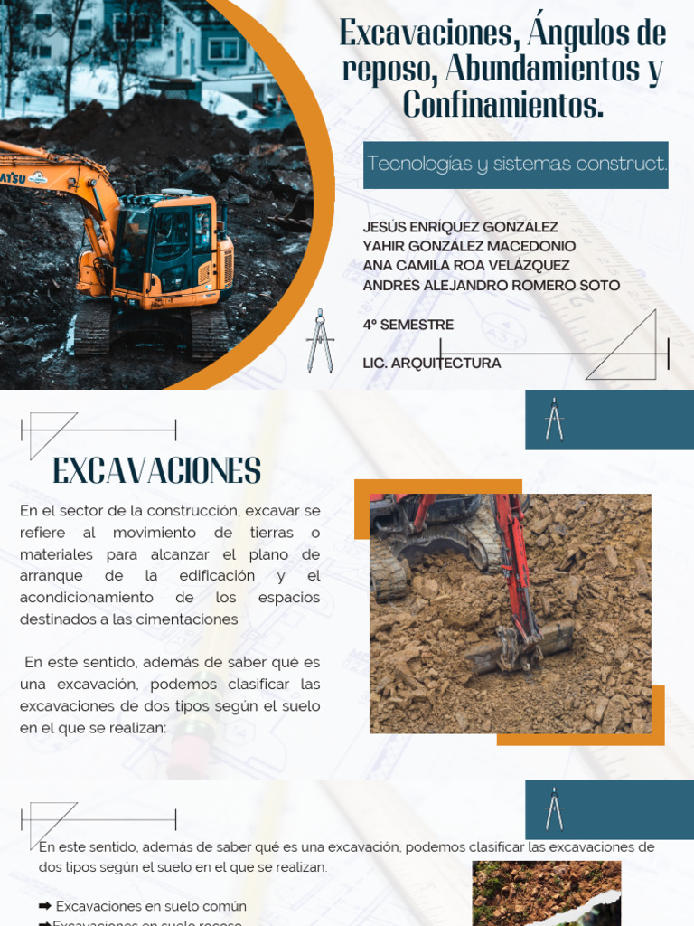 Excavaciones, Ángulos de Reposo, Abundamientos y Confinamientos. | PDF