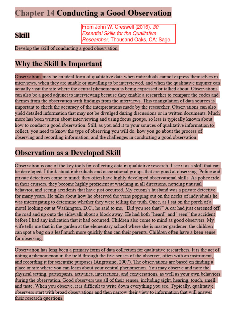 Qualitative Observation Skills Guide | PDF | Qualitative Research ...