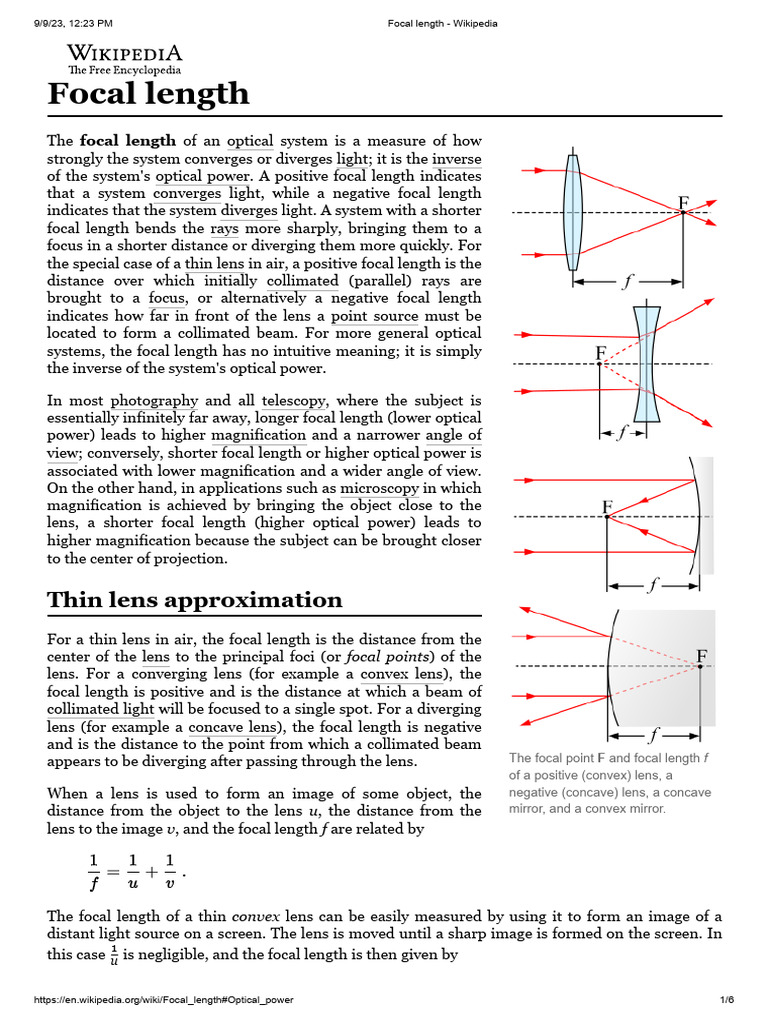 Understanding Focal Length in Optics | PDF | Camera Lens | Glass ...