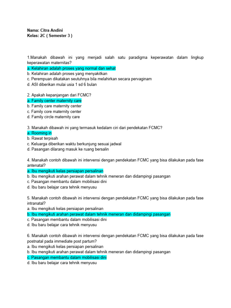 Tugas Modul 1 Maternitas (Citra Andini) | PDF