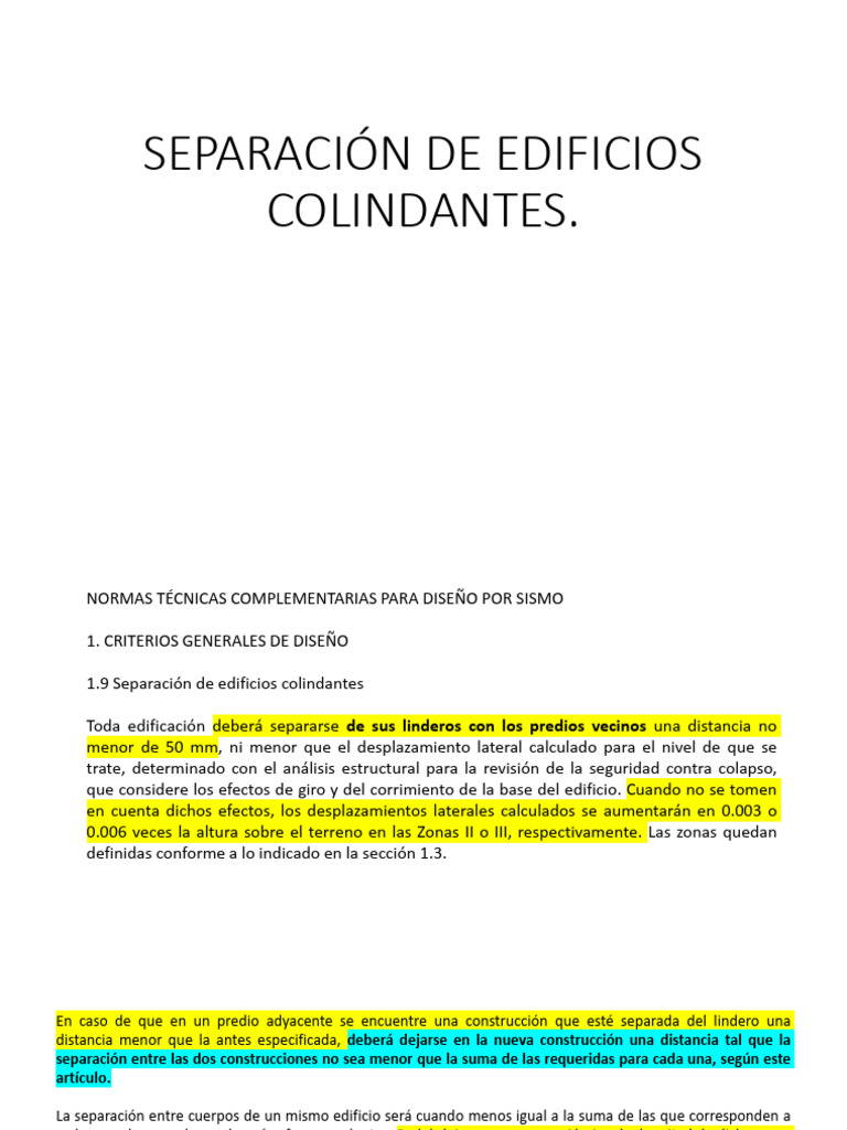 Separación de Edificios Colindantes | PDF | edificio | Temblores