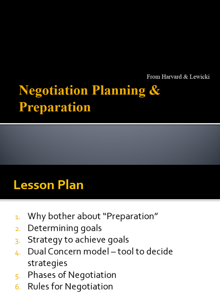 Negotiation Planning and Preparation | PDF | Negotiation | Goal