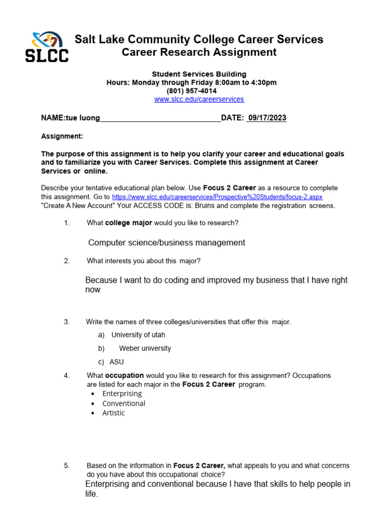Career Research Assignment | PDF | Information