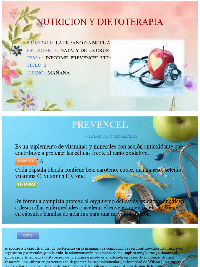 Nutricion y Dietoterapia Informe Prevencel | PDF | Antioxidante | Vitamina