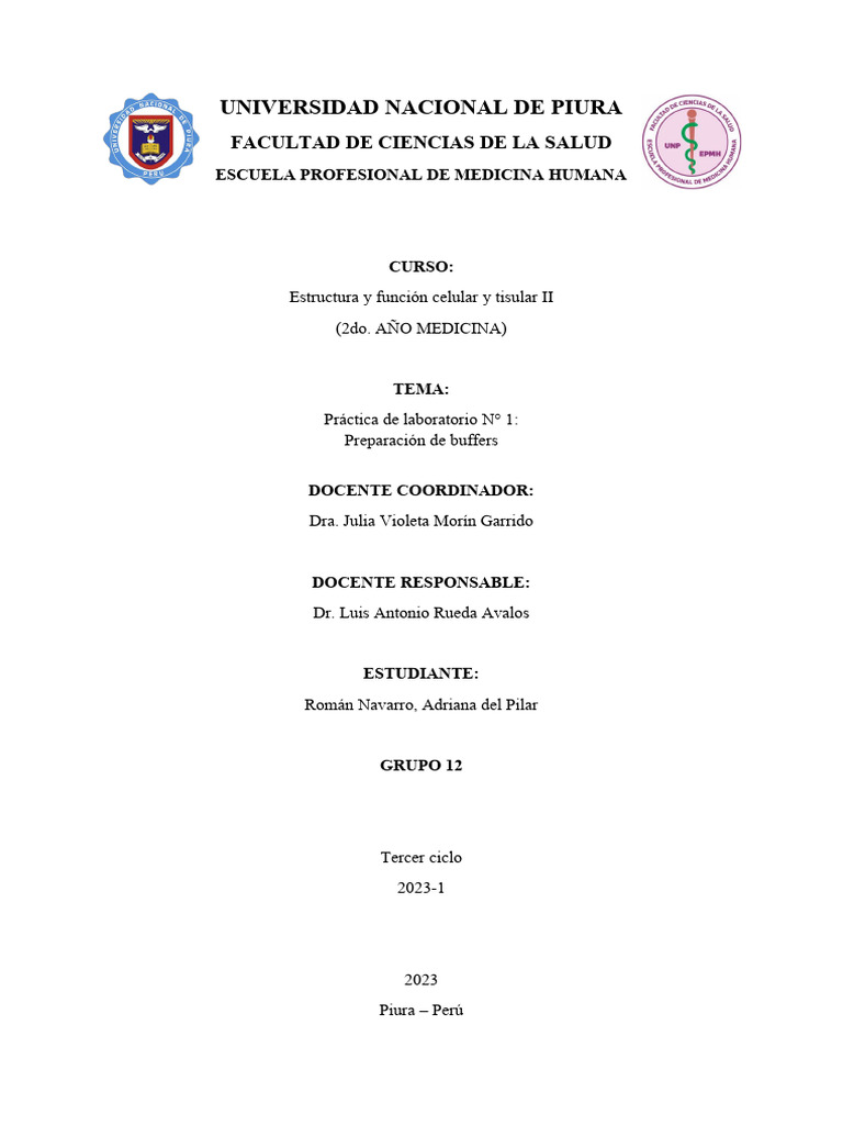 Informe 1 Preparación de Buffers | PDF | Solución tampón | Ph
