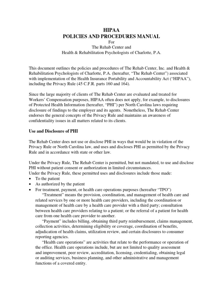 HIPAA Policies and Procedures Manual | PDF