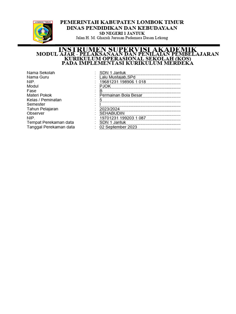 A01 Instr Sup Akd Ikm (Rev) | PDF