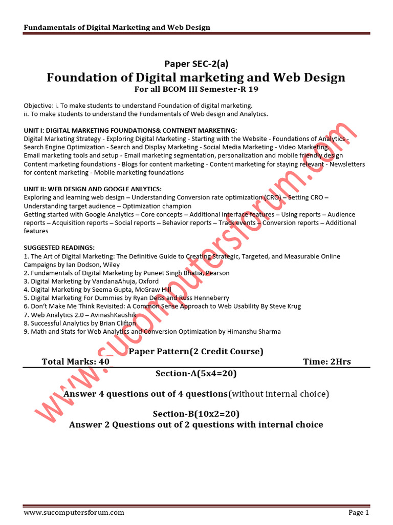 Foundation of Digital Marketing and Web Design NSVDC | PDF | Search ...
