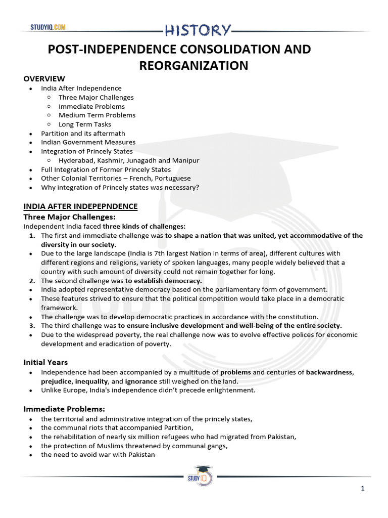 3.18 - Post Independence History Part 1 | PDF | Partition Of India ...