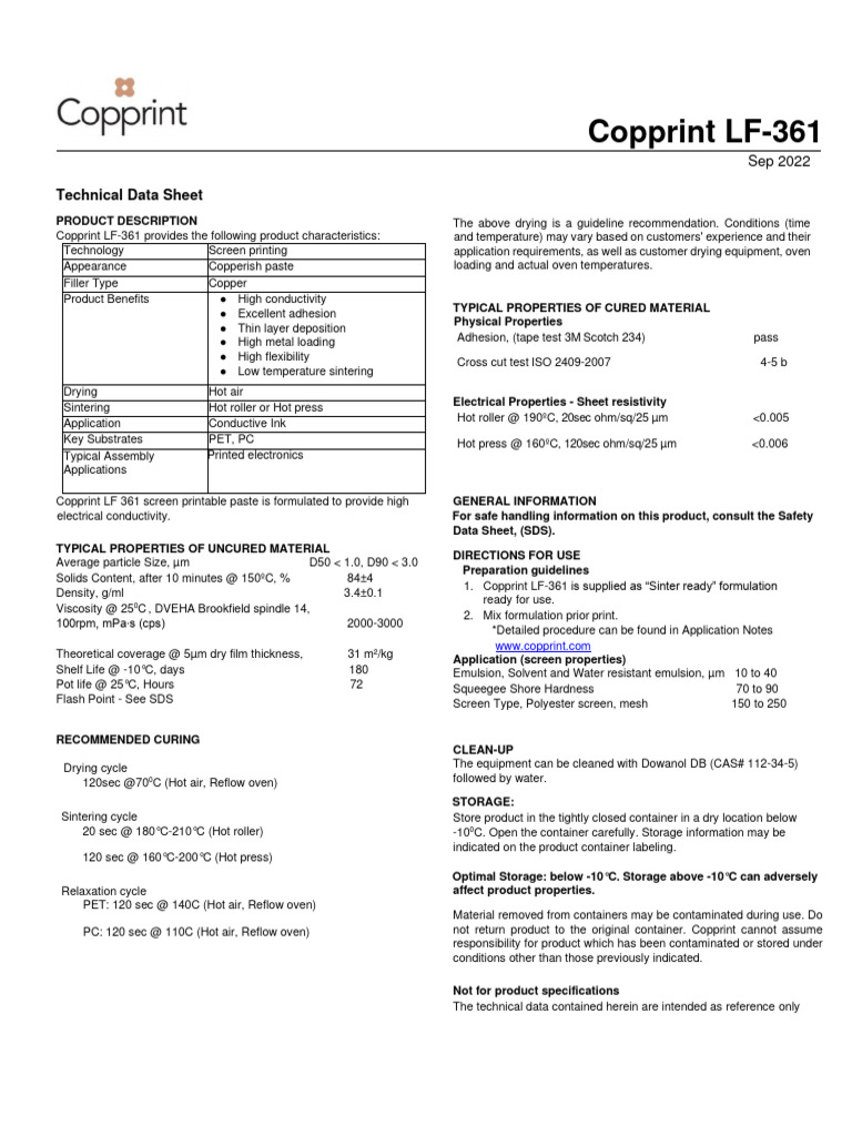 TDS LF-361 | PDF | Electrical Resistivity And Conductivity | Electrical Engineering