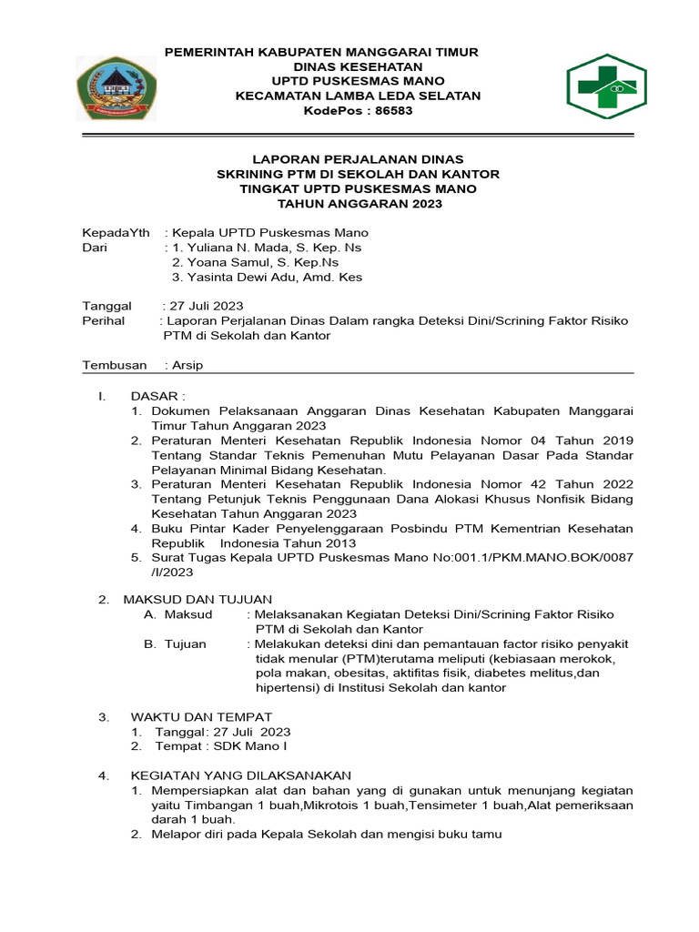 LPD Skrining PTM Di SDK MANO I | PDF