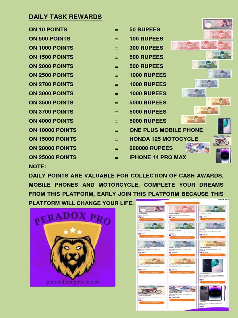 Paradox Daily Task Rewards | PDF